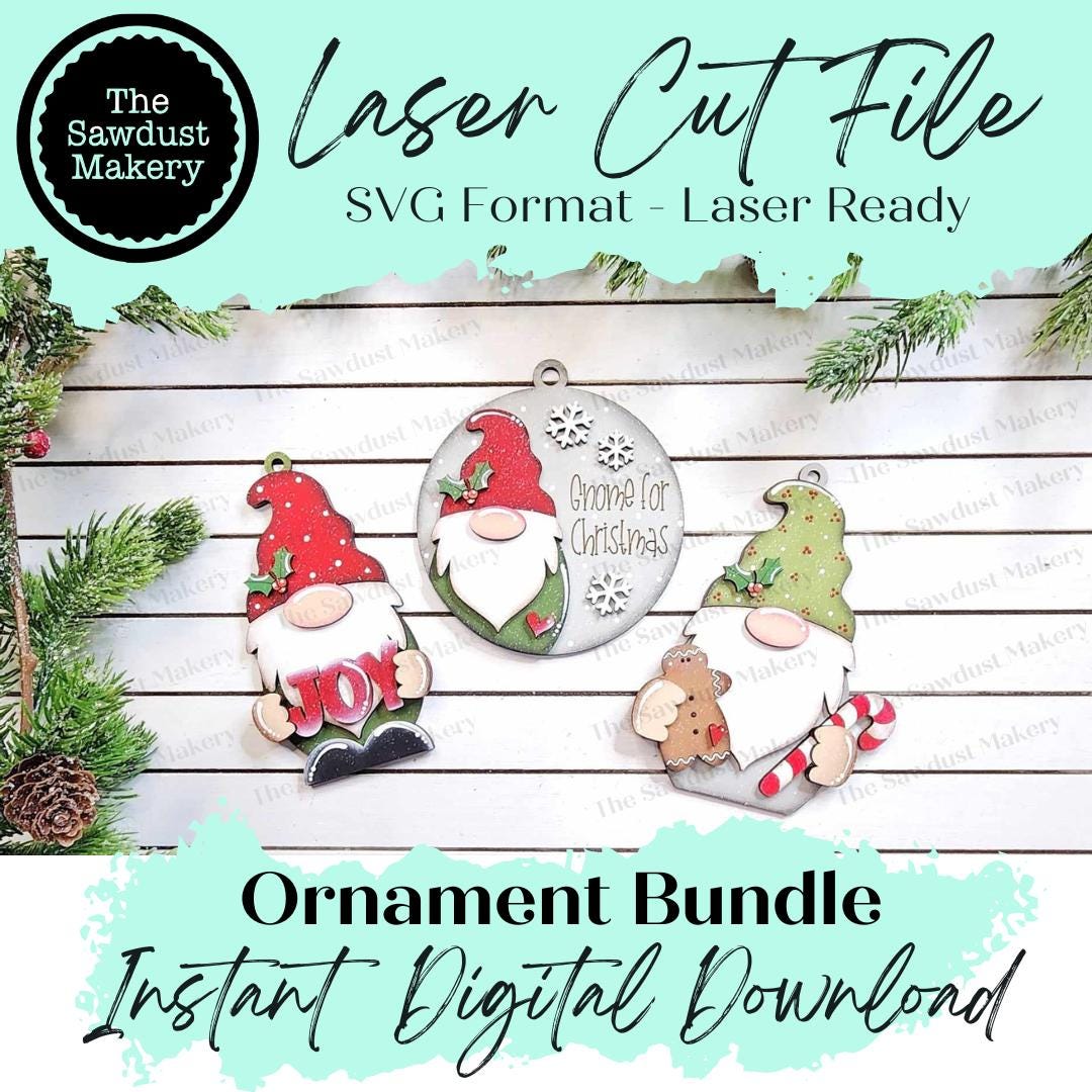 Christmas Gnome Ornament Bundle SVG File | Laser Cut File | Christmas ...