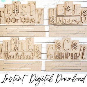 Mini Winter Word Block 5 & 6 Letter Sets | Mini Word Block Laser Cut ...