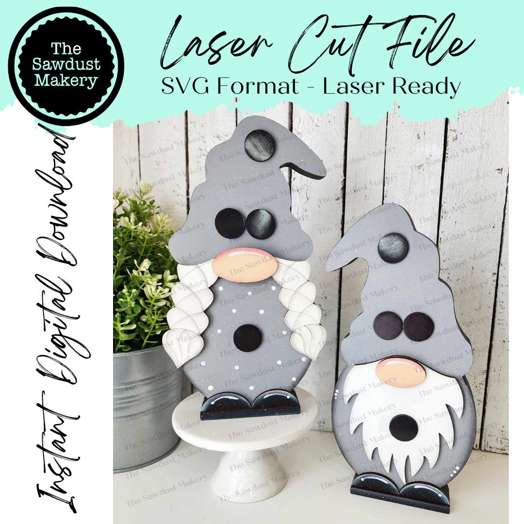 Interchangeable Gnome Boy & Girl Base SVG File | Laser Cut File | Gnome ...