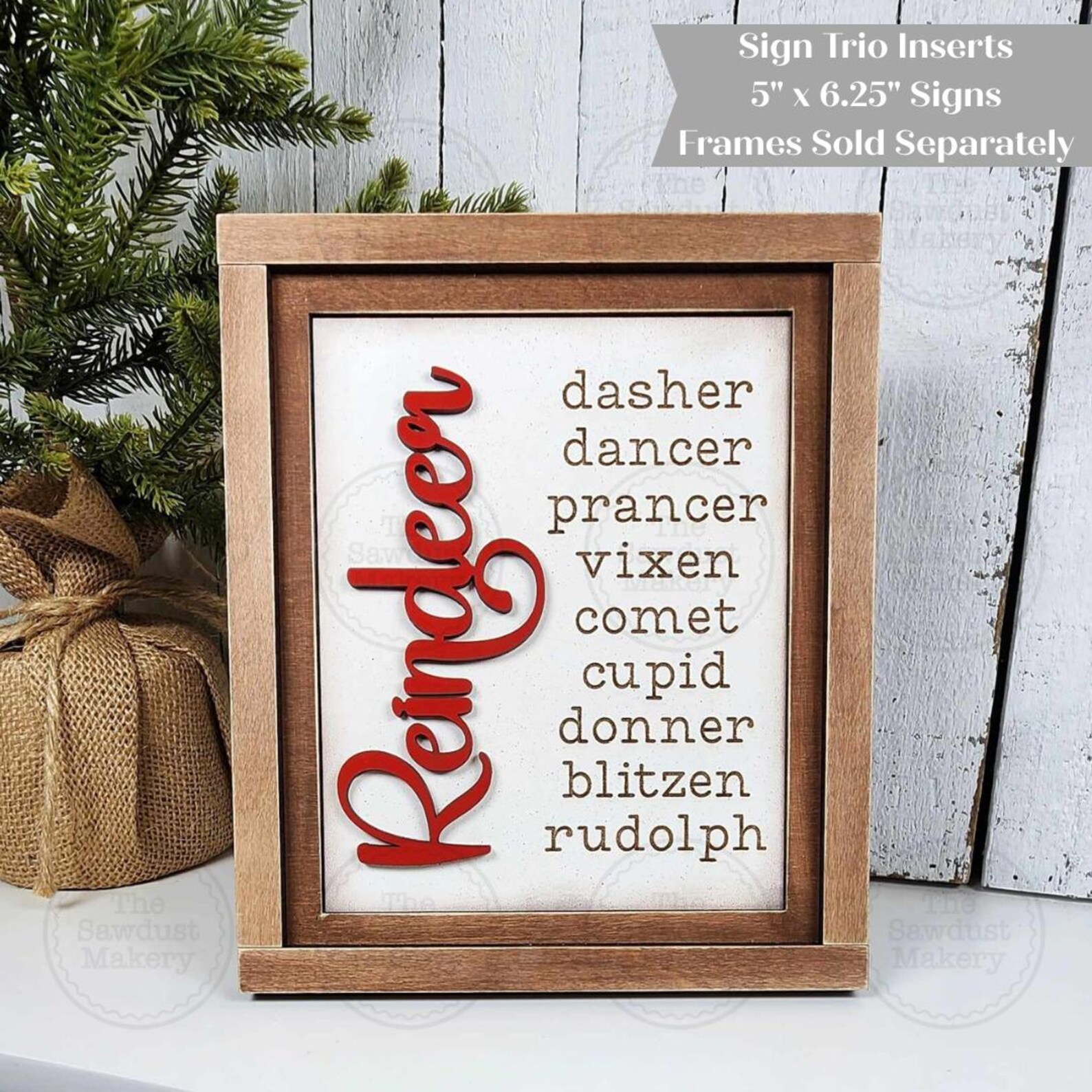 Oh Deer Christmas Trio Sign Bundle Laser Cut File | Interchangeable ...