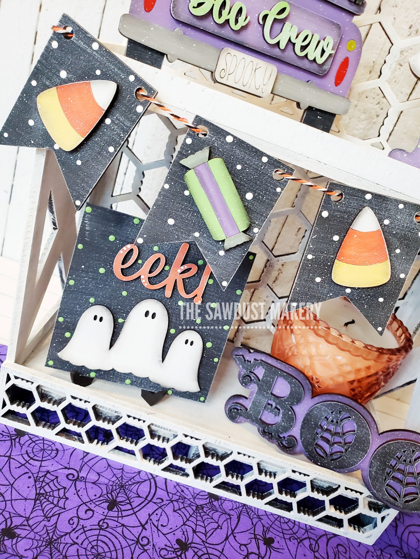 Boo Crew Halloween Tiered Tray SVG File Laser Cut File - Etsy