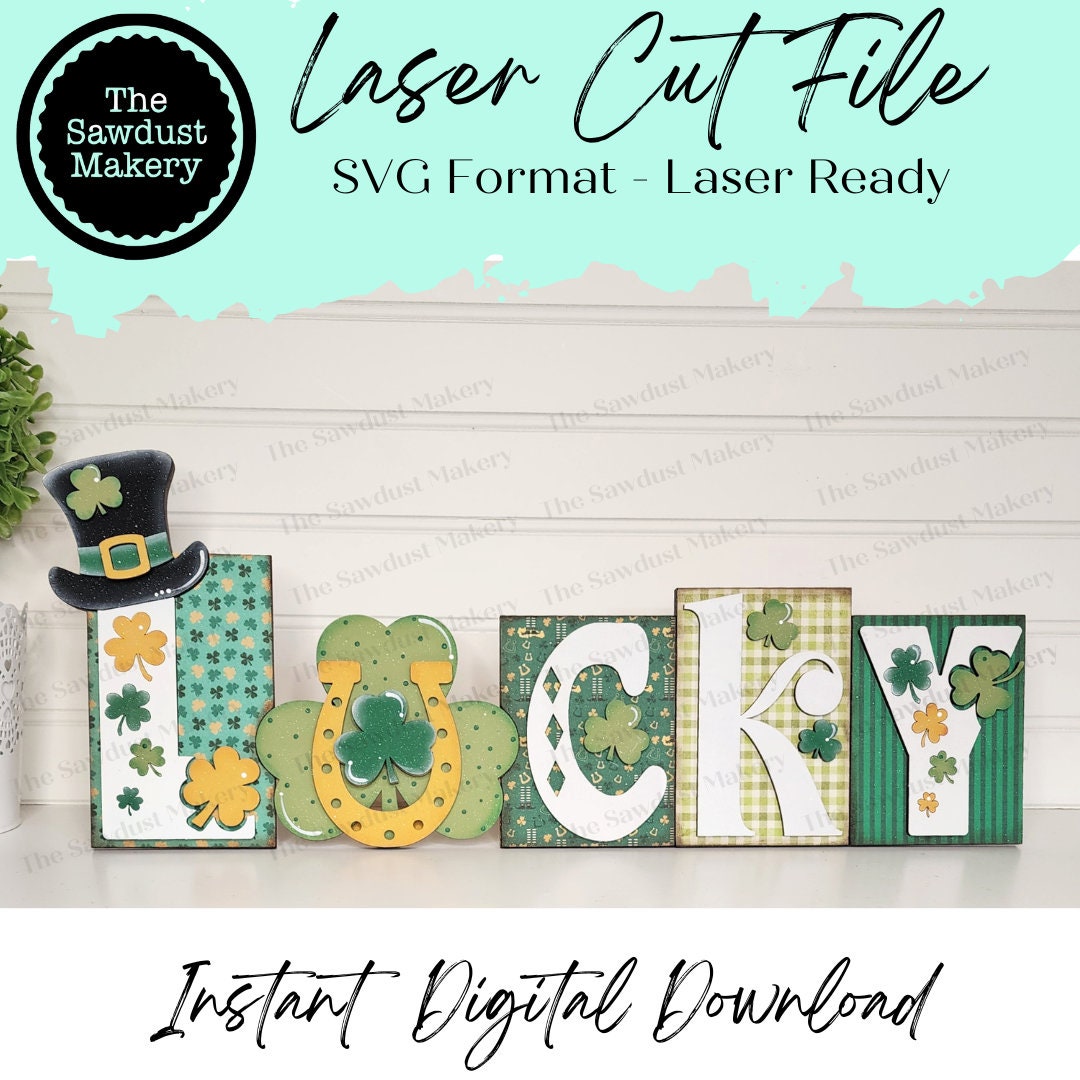 Lucky Word Block SVG | Word Block SVG | SVG File | Laser Cut File ...