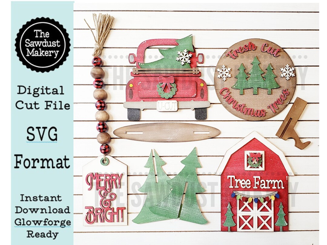 Christmas Tree Farm Tiered Tray SVG File | Laser Cut File | Glowforge ...