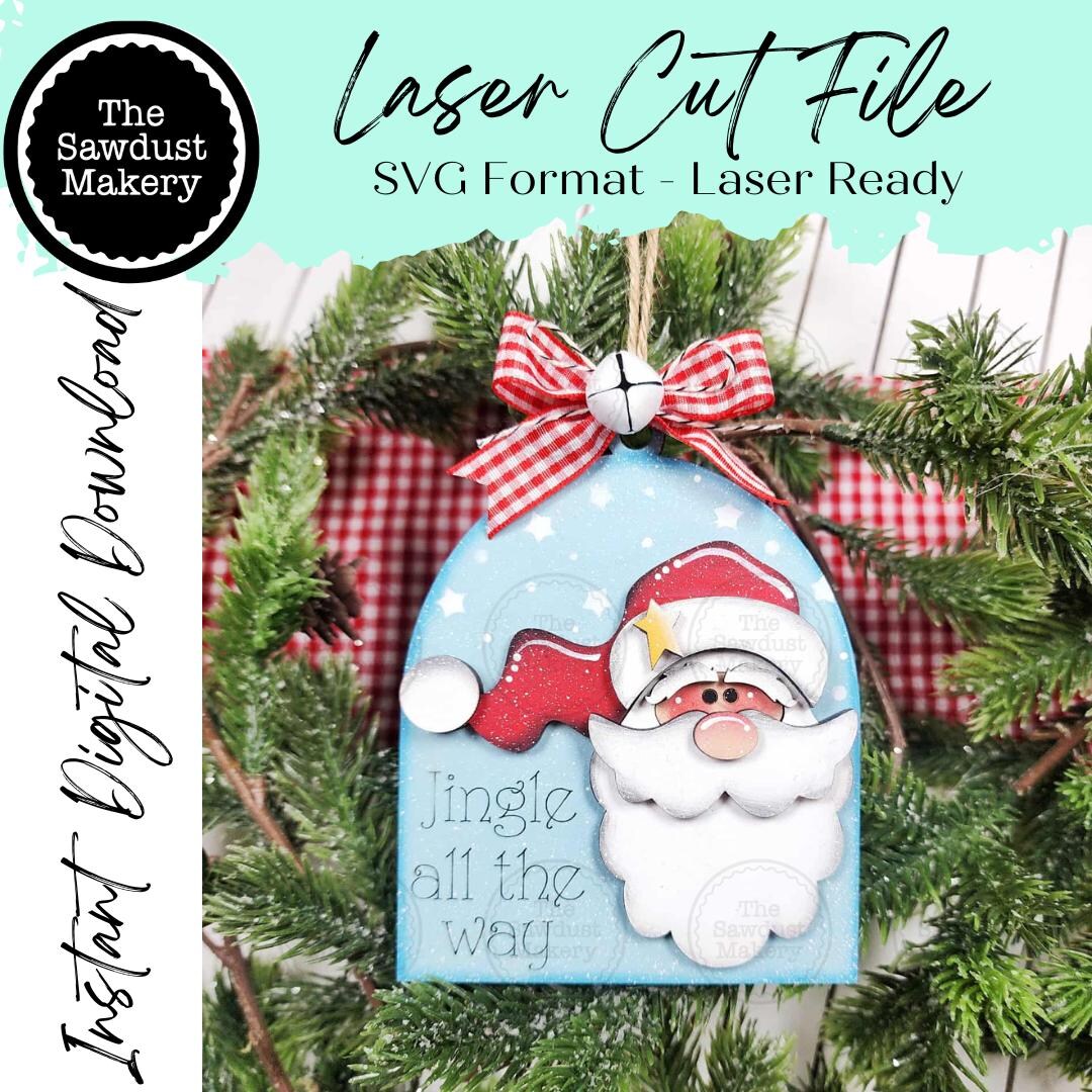 Arched Santa Christmas Ornament SVG File | Laser Cut File | Christmas ...