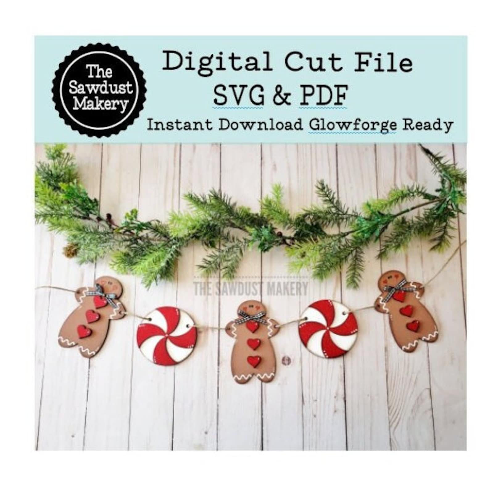 Gingerbread Banner SVG Laser Cut File Glowforge - Etsy