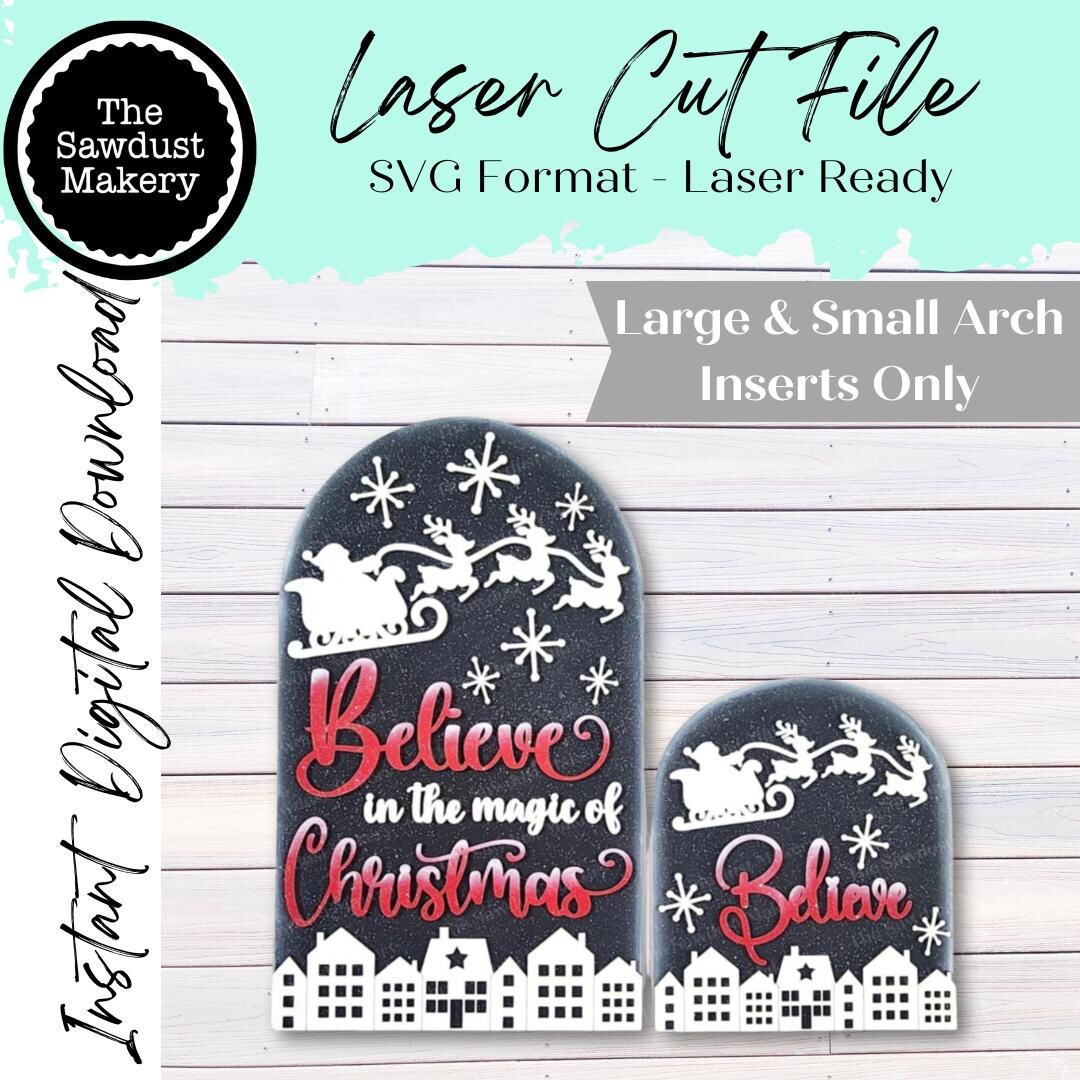 Interchangeable Large & Small Arched Boho Sign Insert | Believe Santa ...