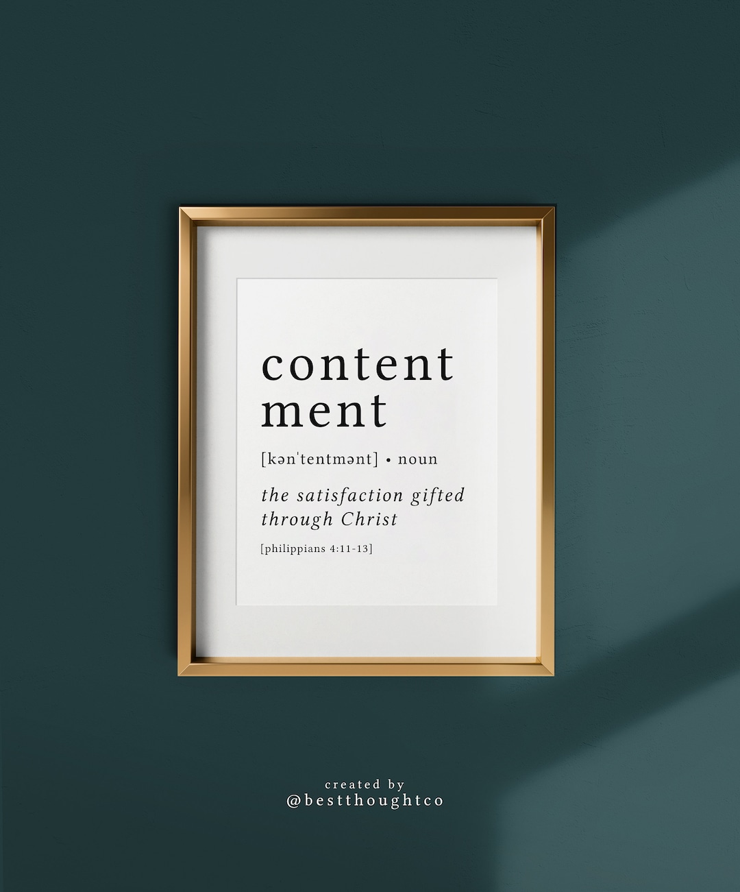 Contentment Definition Print / Christian Wall Art / Biblical ...