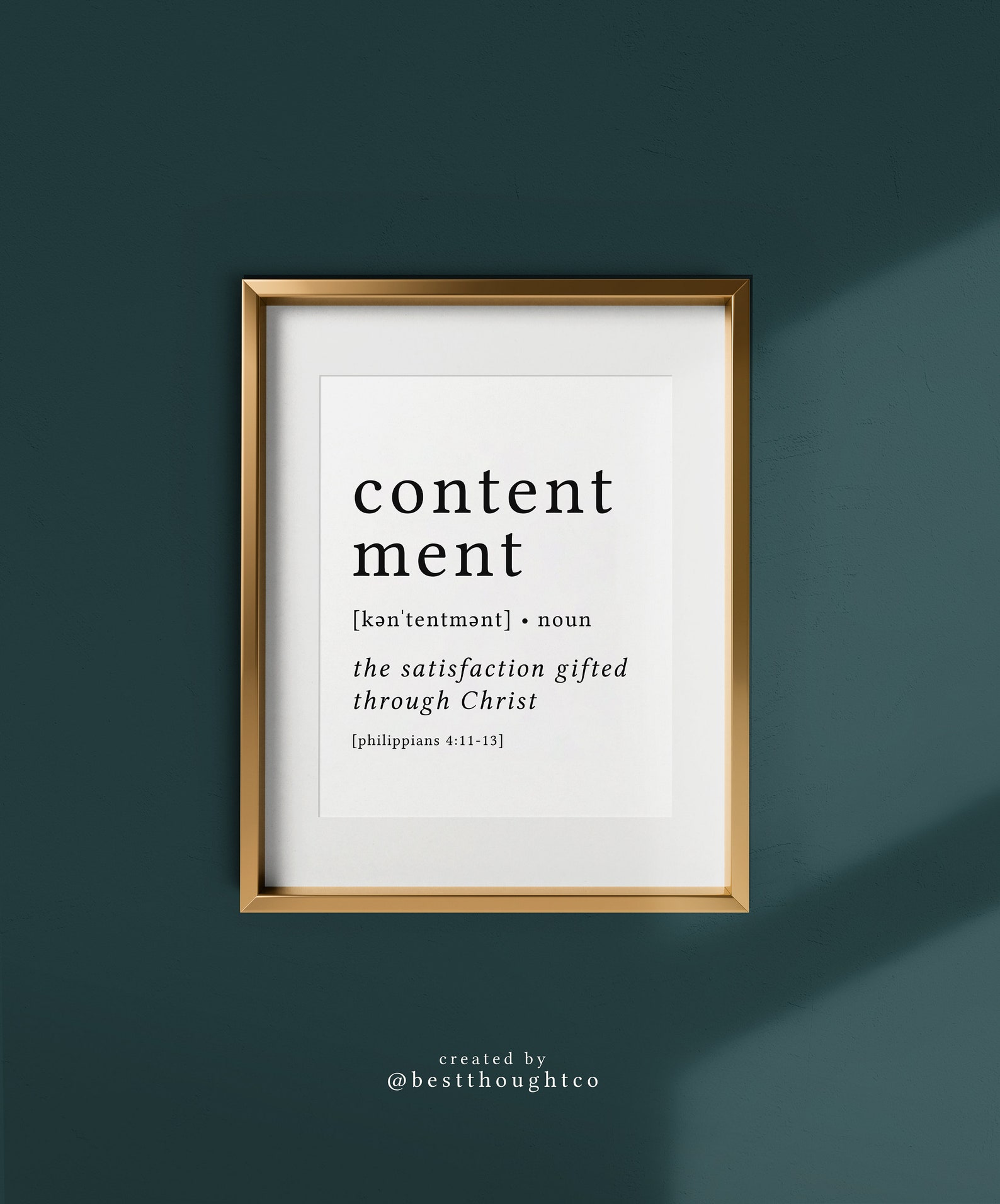 Contentment Definition Print / Christian Wall Art / Biblical ...