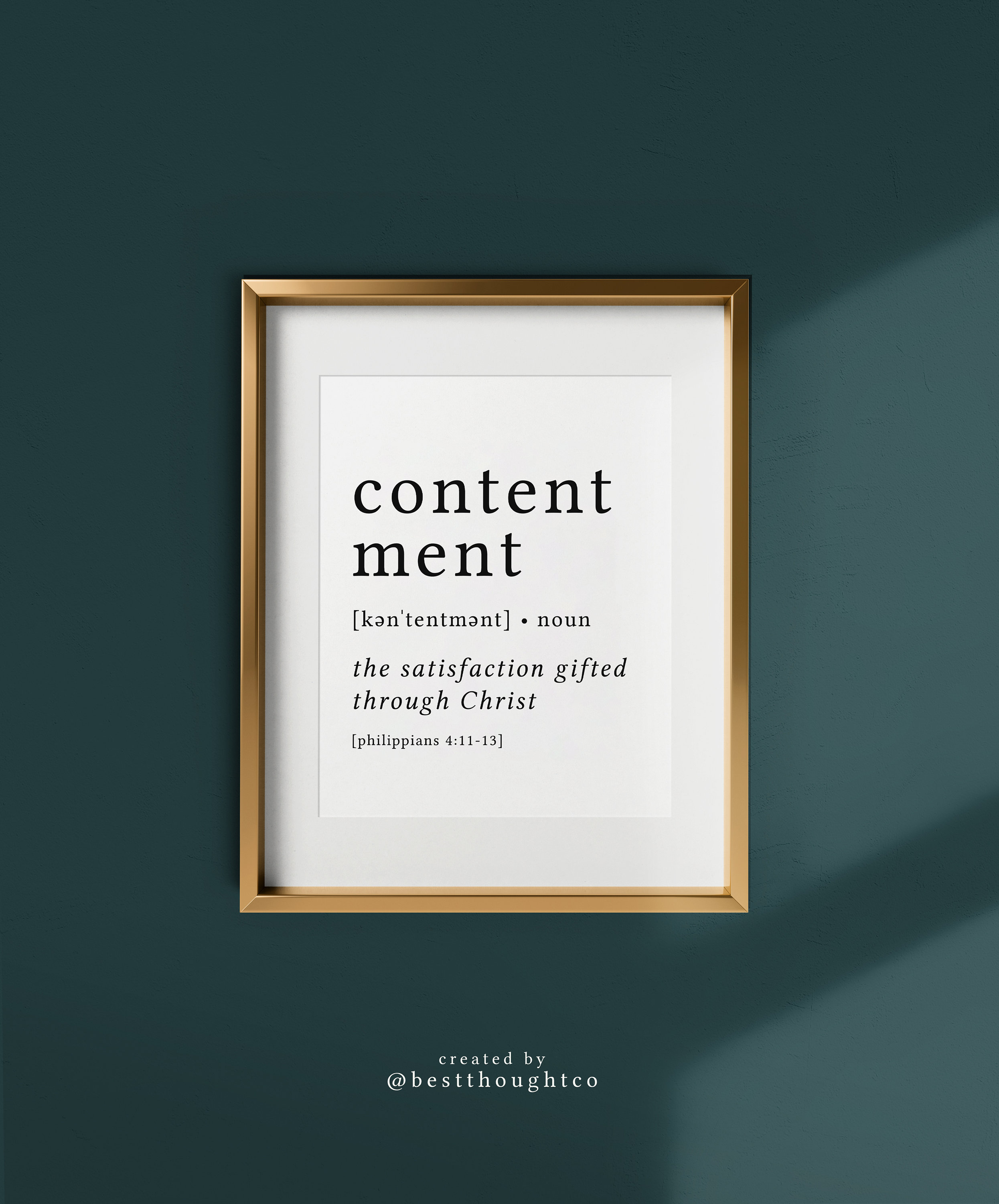 Contentment Definition Print / Christian Wall Art / Biblical | Etsy