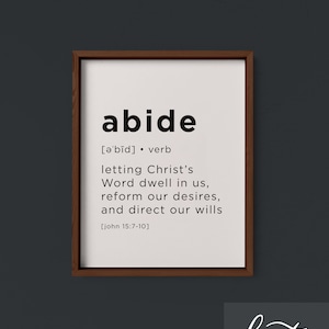 Abide Print / Definition Print / Bible Print / Abide With Me / Bible ...