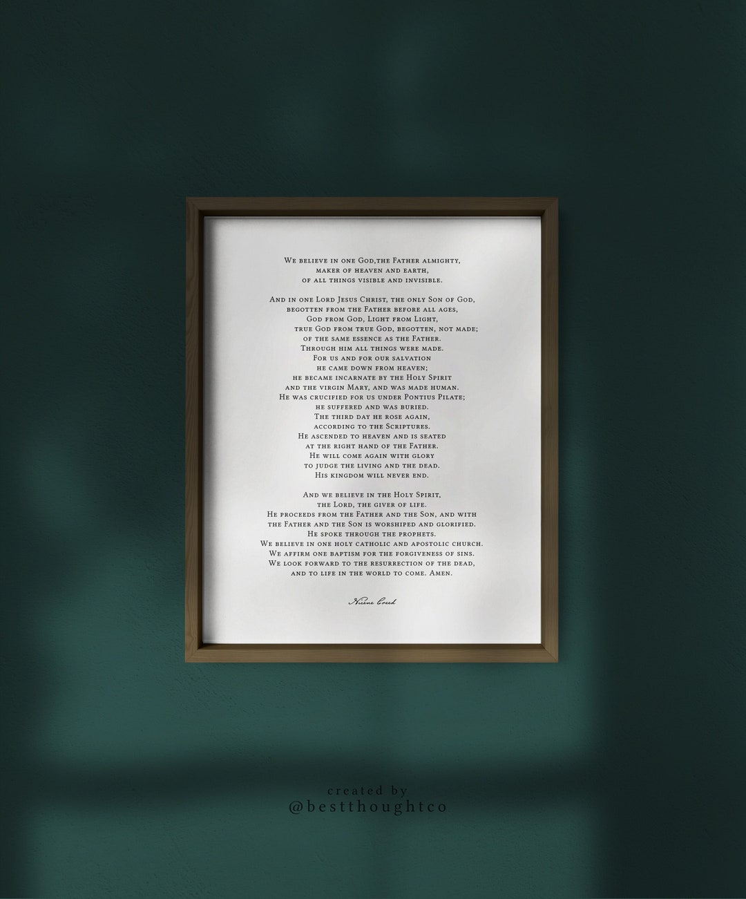 Nicene Creed Print / Creed Art / Nicene Creed / Christian Wall Art ...