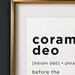 Coram Deo Definition Print / Coram Deo / Reformation Print / Reformed ...