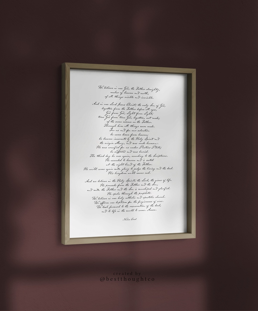 Nicene Creed Print / Creed Art / Nicene Creed / Christian Wall Art ...