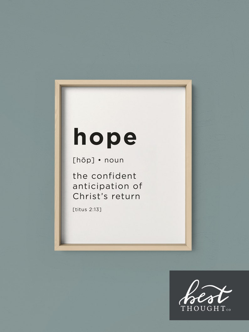 Hope Print / Definition Print / Bible Wall Art / Hope in Christ / Bible ...