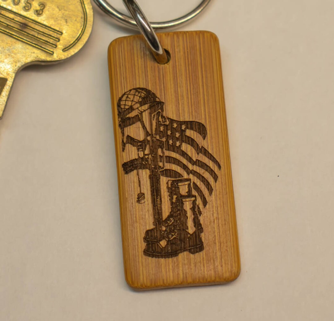 Military Soldier Dog Tag Flag Keychain, Necklace or Set. All Laser ...