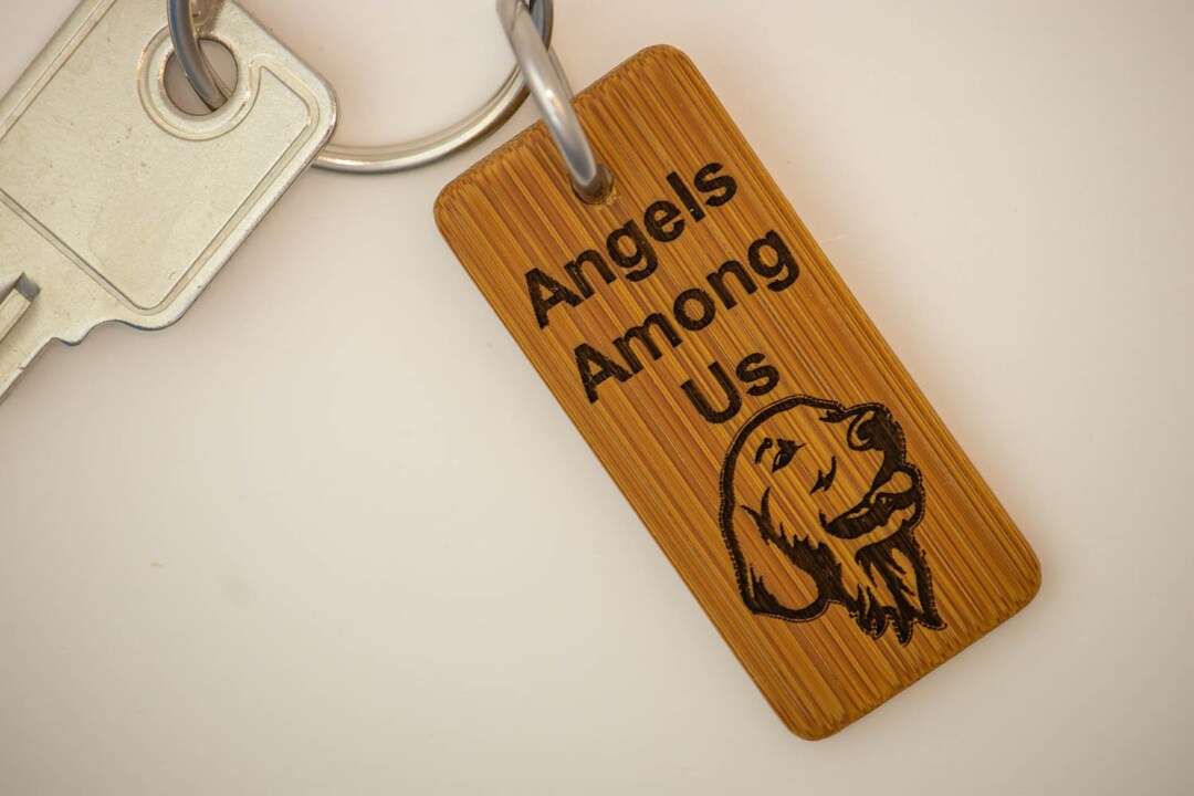Dog Lab Angels Among Us Keychain Key Ring Laser Engraved Keyring Dog ...
