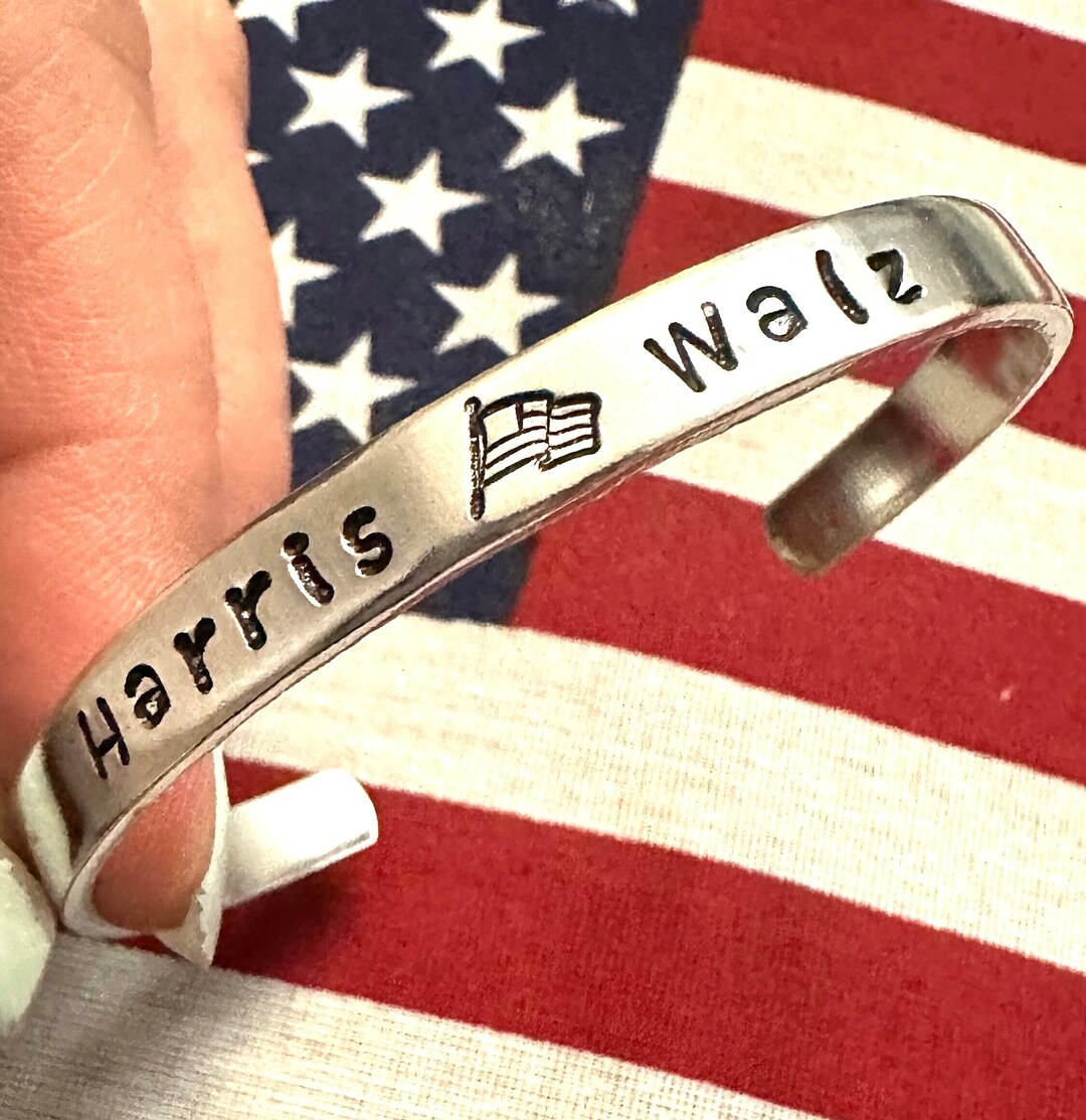 Harris Walz Hand Stamped Bracelet, I'm With Her, Harris 2024 Election ...