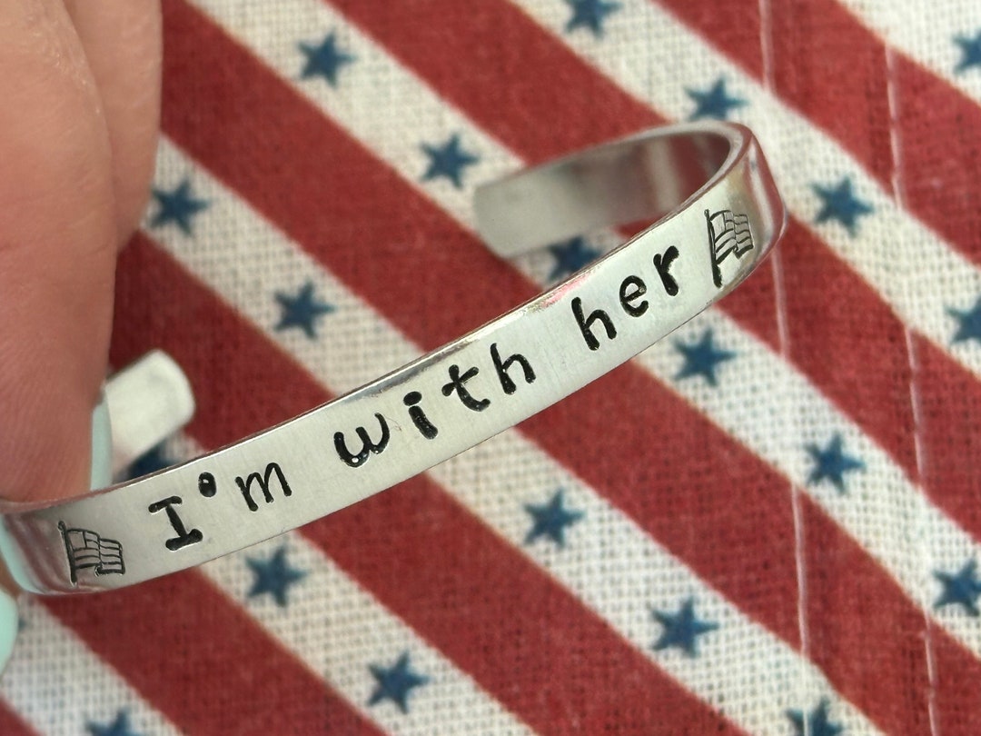 I'm With Her, Harris 2024 Election Hand Stamped Bracelet, Kamala Harris ...