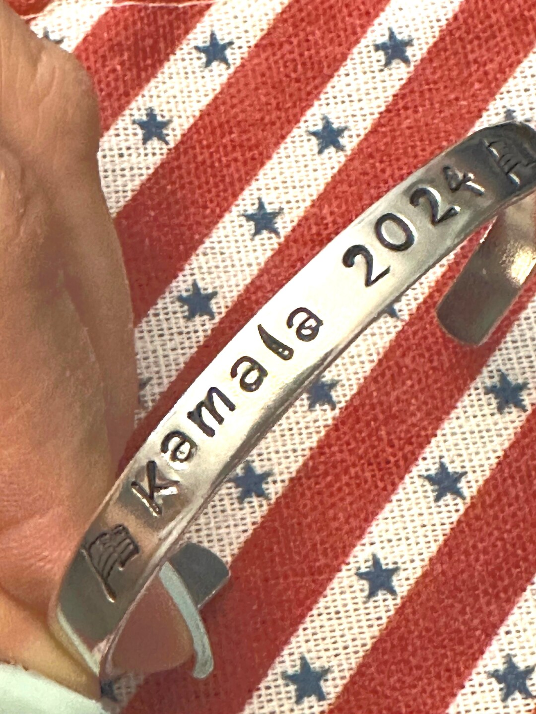Kamala 2024 Hand Stamped Bracelet, Kamala Harris, Democrat, President ...