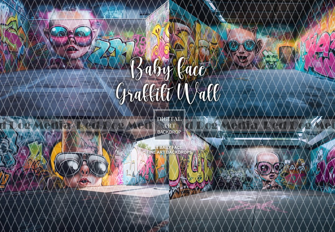 8 Graffiti Wall baby Face Fine Art Backdrops, Graffiti Digital Backdrop ...