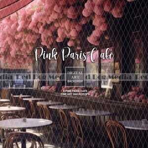 5 Pink Paris Café Fine Art Backdrops, Paris Backdrop, Paris Background ...