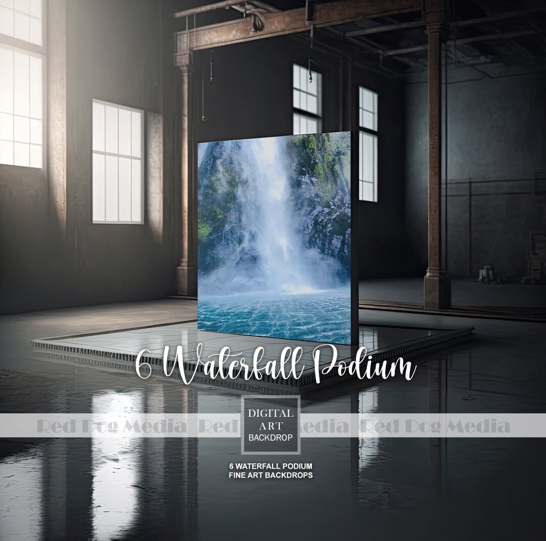 6 Waterfall Podium Fine Art Backdrops, Fine Art Digital Backdrop ...