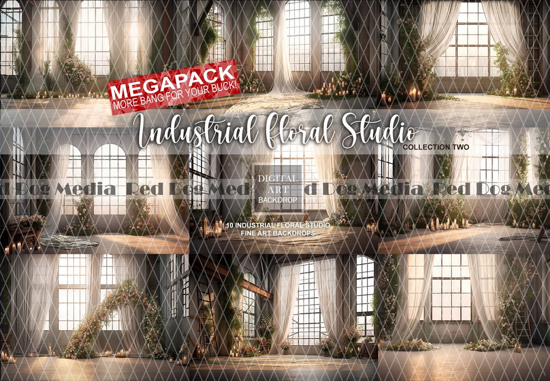 10 Industrial Floral Fine Art Backdrops collection Two, Floral Backdrop ...