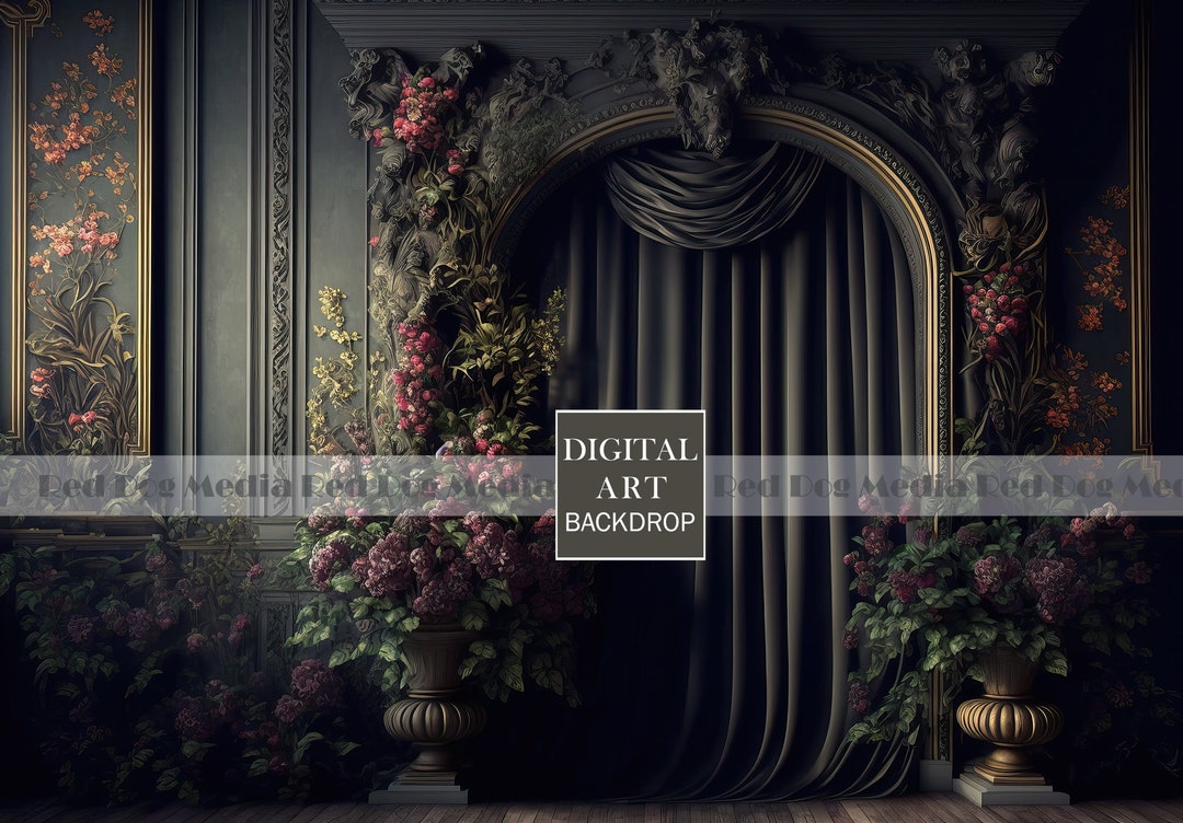 Baroque Floral Drape 01 Fine Art Backdrop, Baroque Fine Art Digital Backdrop, Fine Art Digital ...