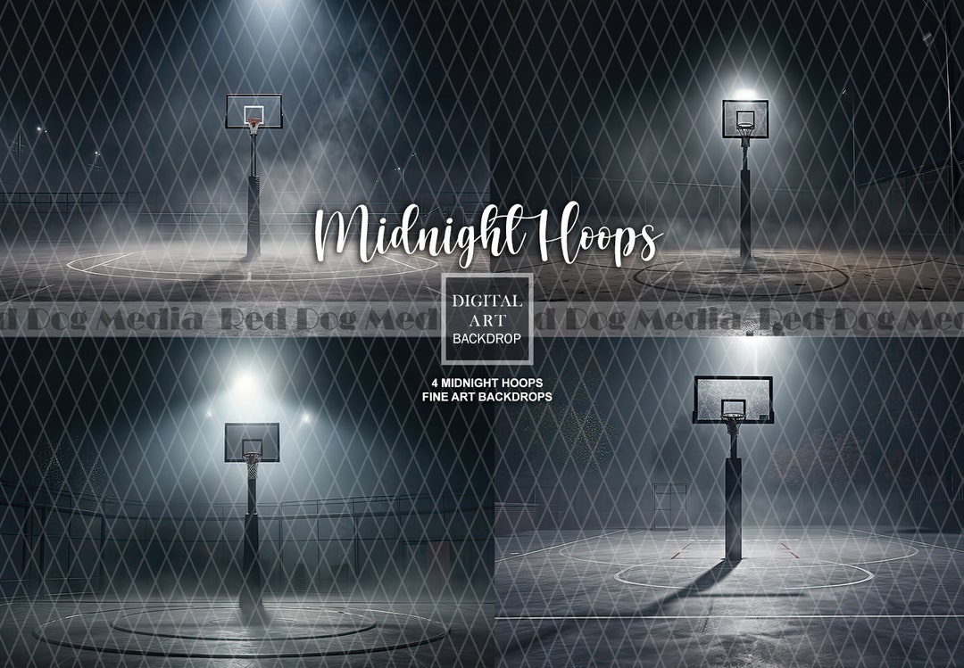 4 Midnight Hoops Fine Art Backdrops, Sports Digital Backdrop, Sports ...