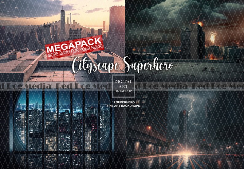 MEGAPACK 12 Cityscape Superhero Light Fine Art Backdrops - Etsy
