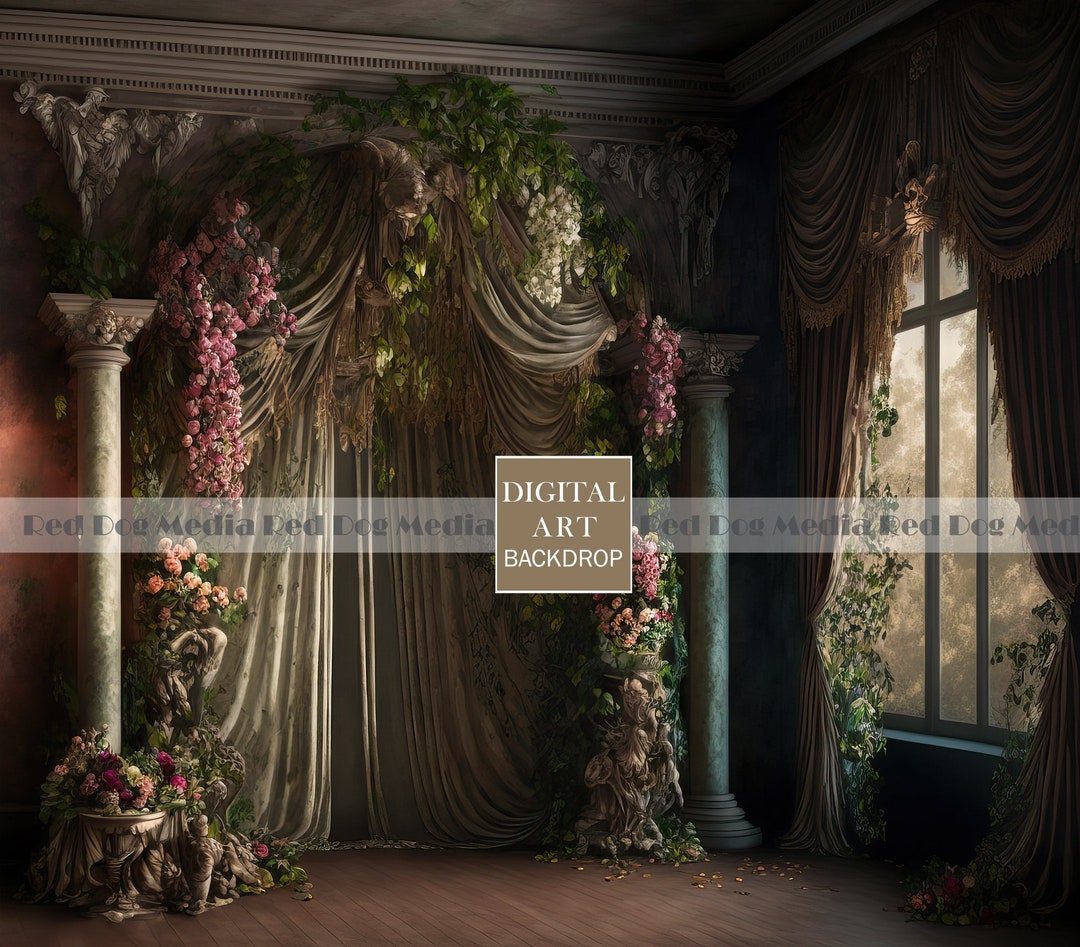 Baroque Floral Drape 02 Fine Art Backdrop, Baroque Fine Art Digital ...