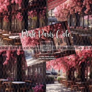5 Pink Paris Café Fine Art Backdrops, Paris Backdrop, Paris Background ...