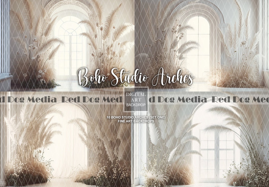 MEGAPACK 10 Boho Studio Arches set 01, Fine Art Digital Backdrop ...