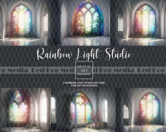 Muted Rainbow Room Backdrops, Studio Backdrop Overlays, Digital ...