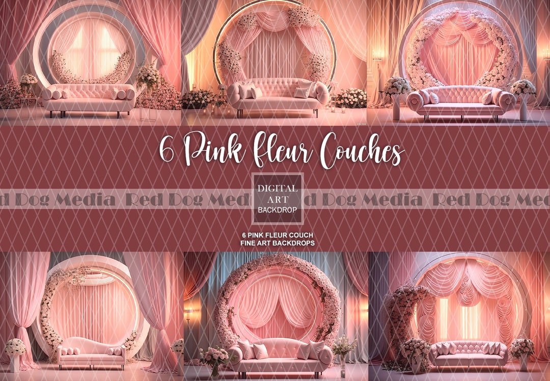 6 Pink Fleur Couch Fine Art Backdrops, Fine Art Digital Backdrop ...