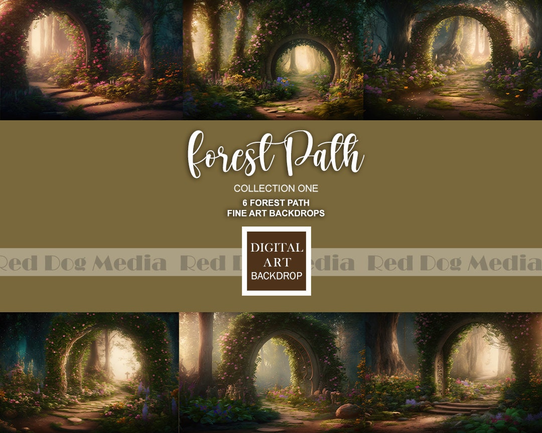 6 Forest Path Fine Art Backdrops, Fine Art Digital Backdrop, Photoshop ...