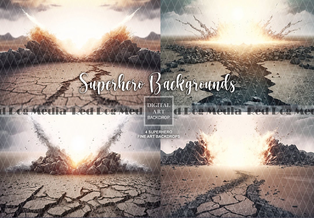 4 Superhero set 01 Fine Art Backdrops, Superhero Fine Art Digital ...