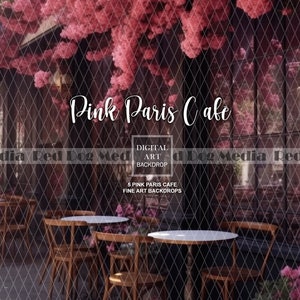 5 Pink Paris Café Fine Art Backdrops, Paris Backdrop, Paris Background ...