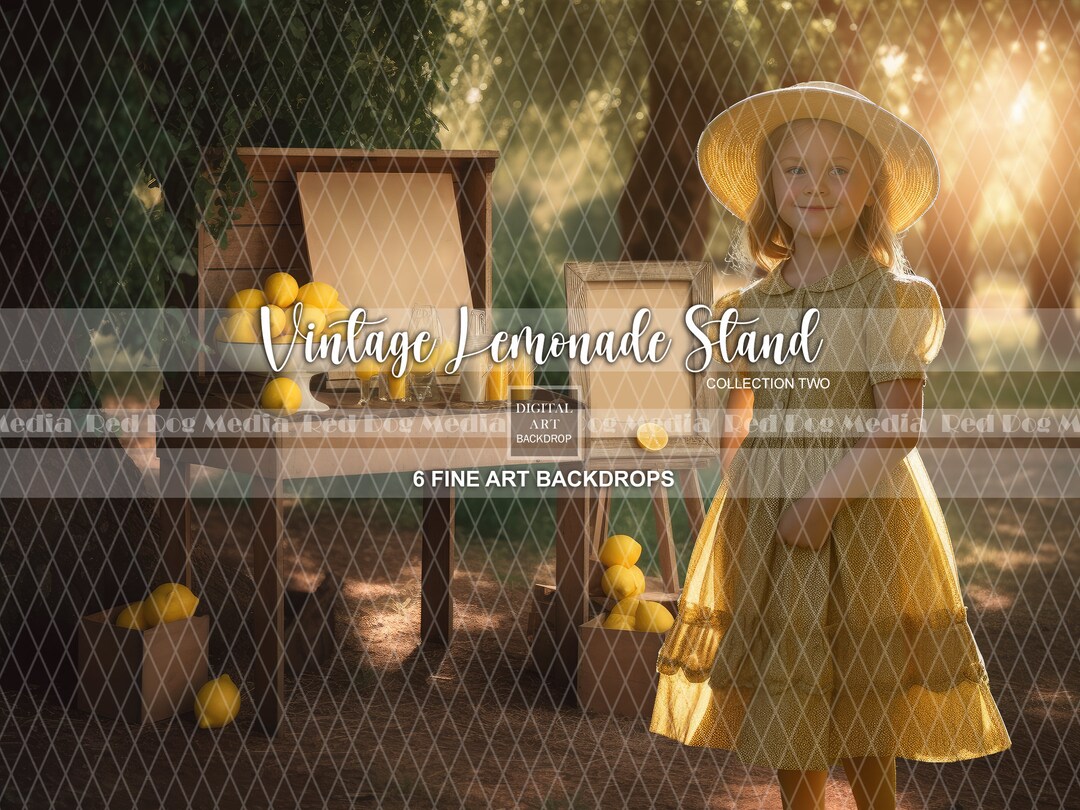 7 Vintage Lemonade Stand Fine Art Backdrops, Fine Art Digital Backdrop ...