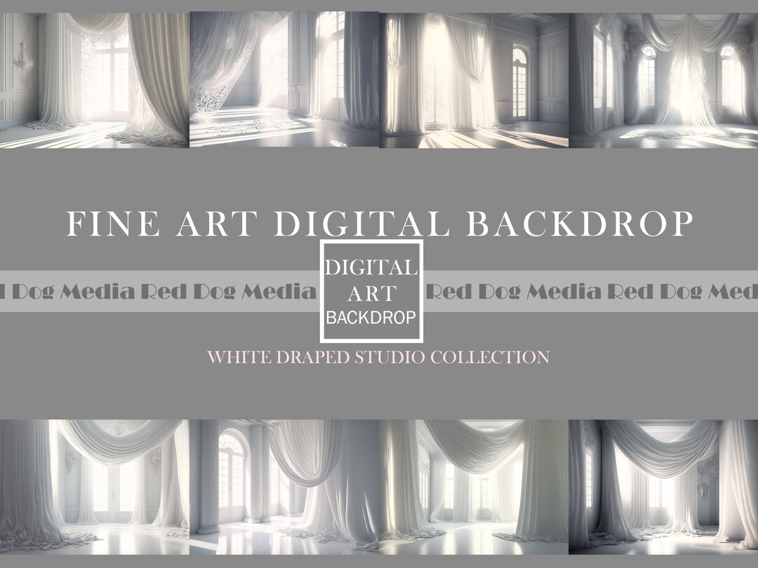 8 White Draped Studio Fine Art Backdrops, Fine Art Digital Backdrop ...