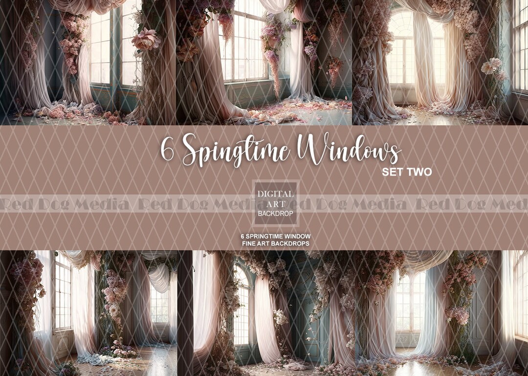 6 Springtime Window Fine Art Backdrops Collection Two, Fine Art Digital ...