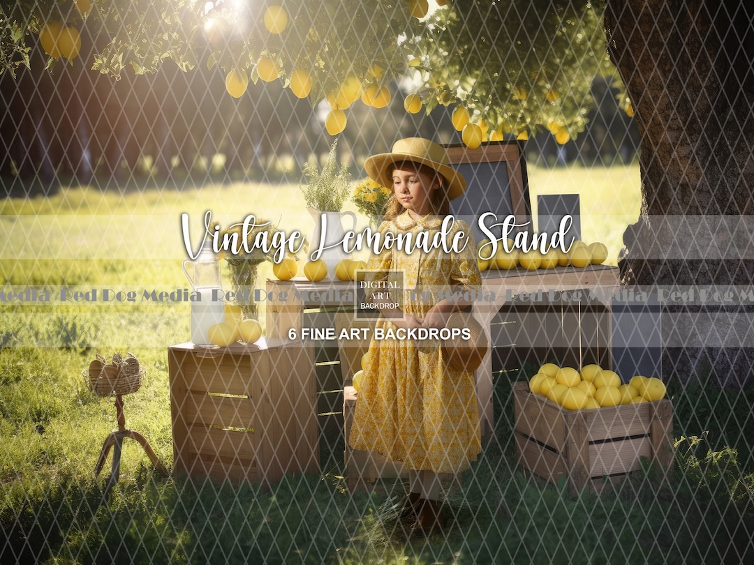 6 Vintage Lemonade Stand Fine Art Backdrops, Fine Art Digital Backdrop ...
