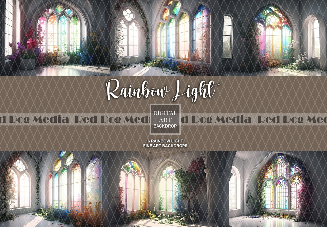 6 Rainbow Light Studio set Two Fine Art Backdrops, Fine Art Digital ...