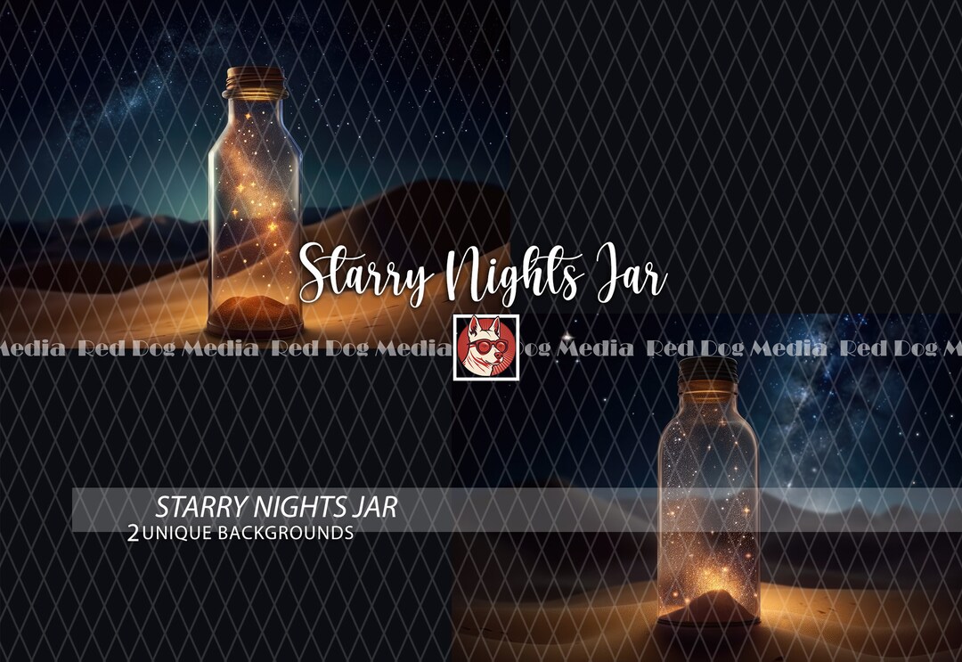 2 Starry Nights Jar Digital Backdrop Duo, Fairy Jar Backdrop, Fine Art ...