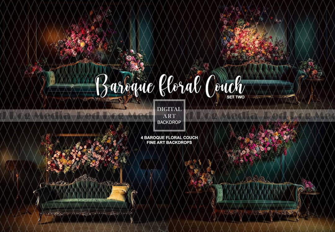 4 Baroque Floral Couch Fine Art Backdrops set Two, Floral Fine Art ...