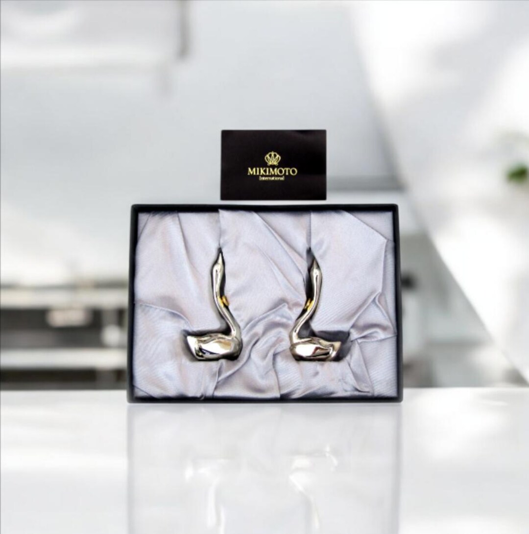 Vintage Mikimoto Swan Place Card Holder Set - Etsy