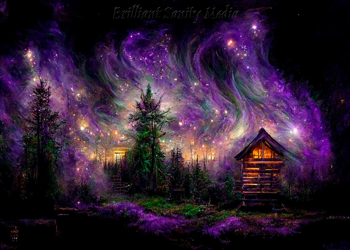 Little Cabin in the Cosmos Digital Print Downloadable Printable Home ...