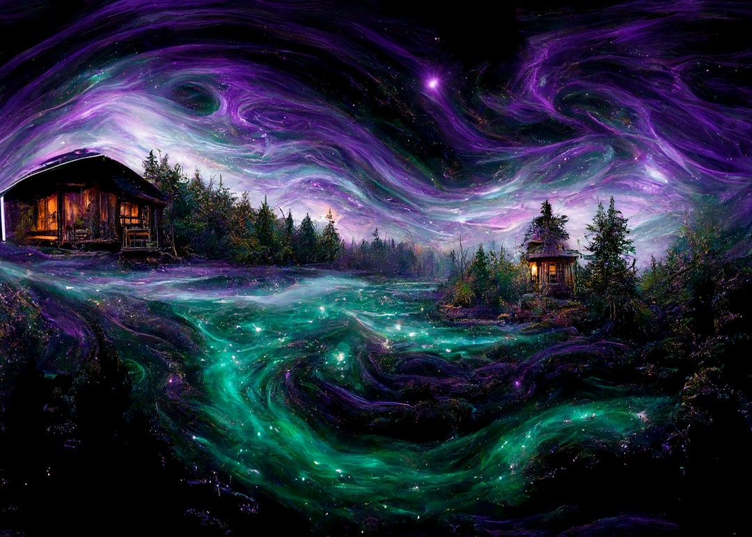 Little Cabin in the Cosmos Digital Print Downloadable Printable Home ...
