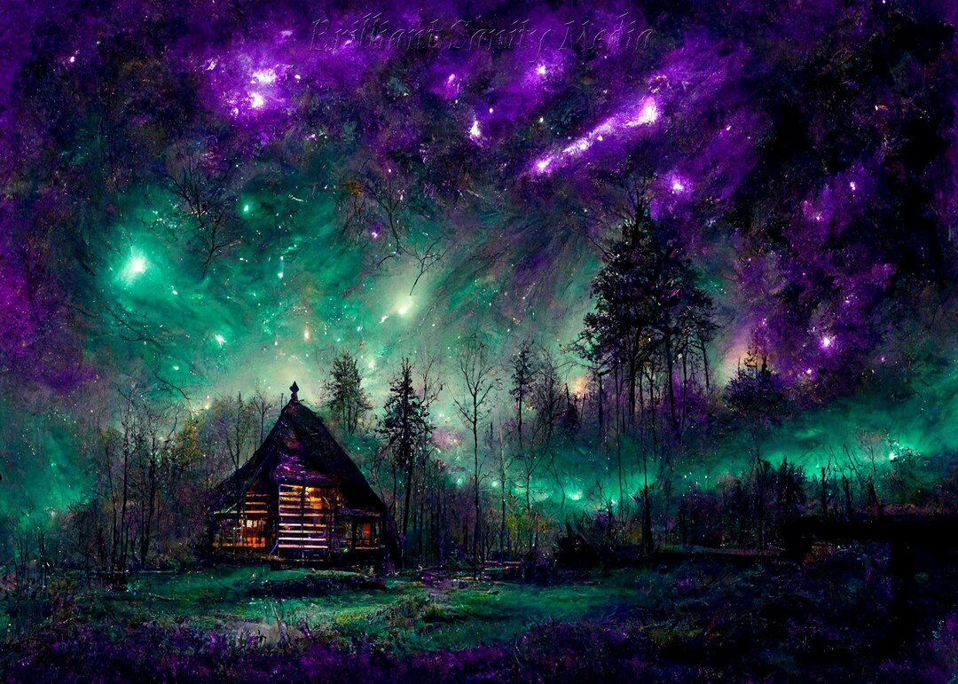 Little Cabin in the Cosmos Digital Print Downloadable Printable Home ...