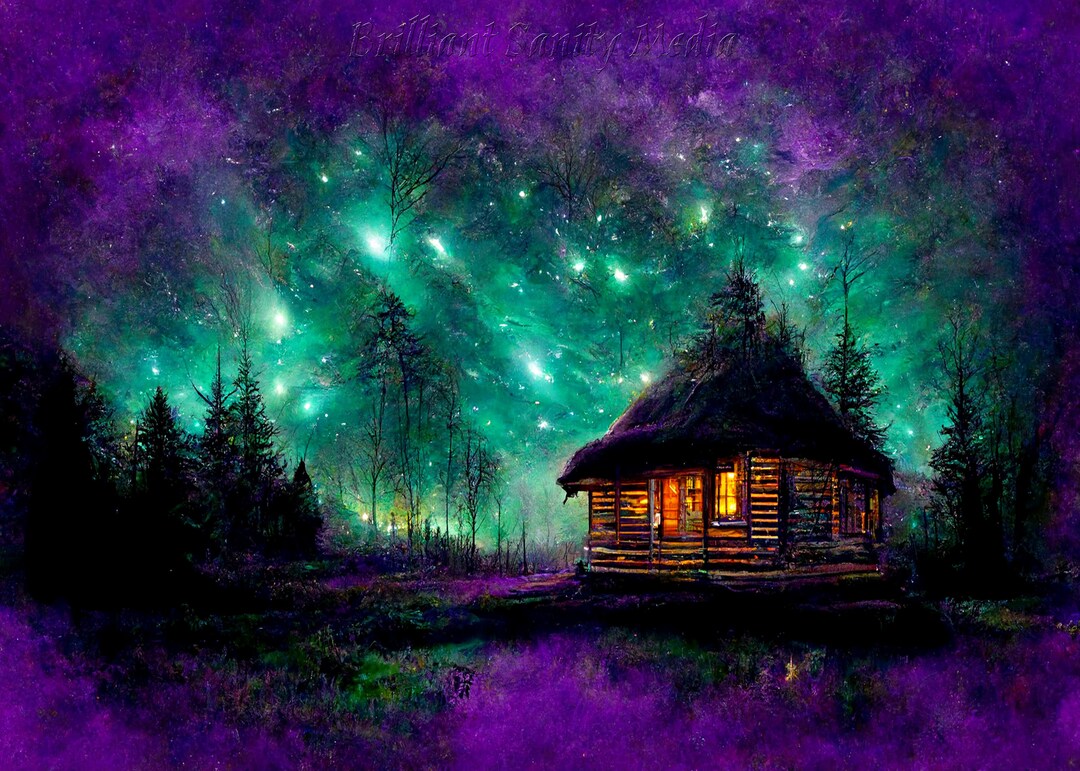 Little Cabin in the Cosmos Digital Print Downloadable Printable Home ...